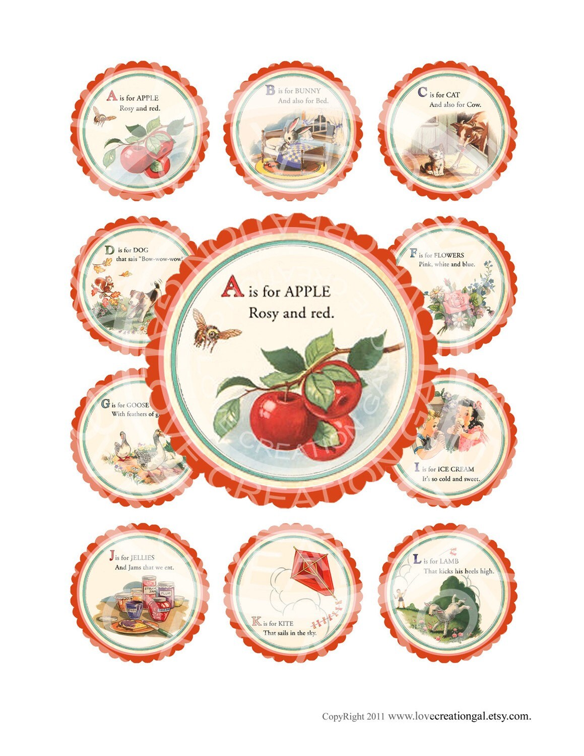 Instant Download Alphabet Cards, Nursery ABC Flashcards, Preschool ...