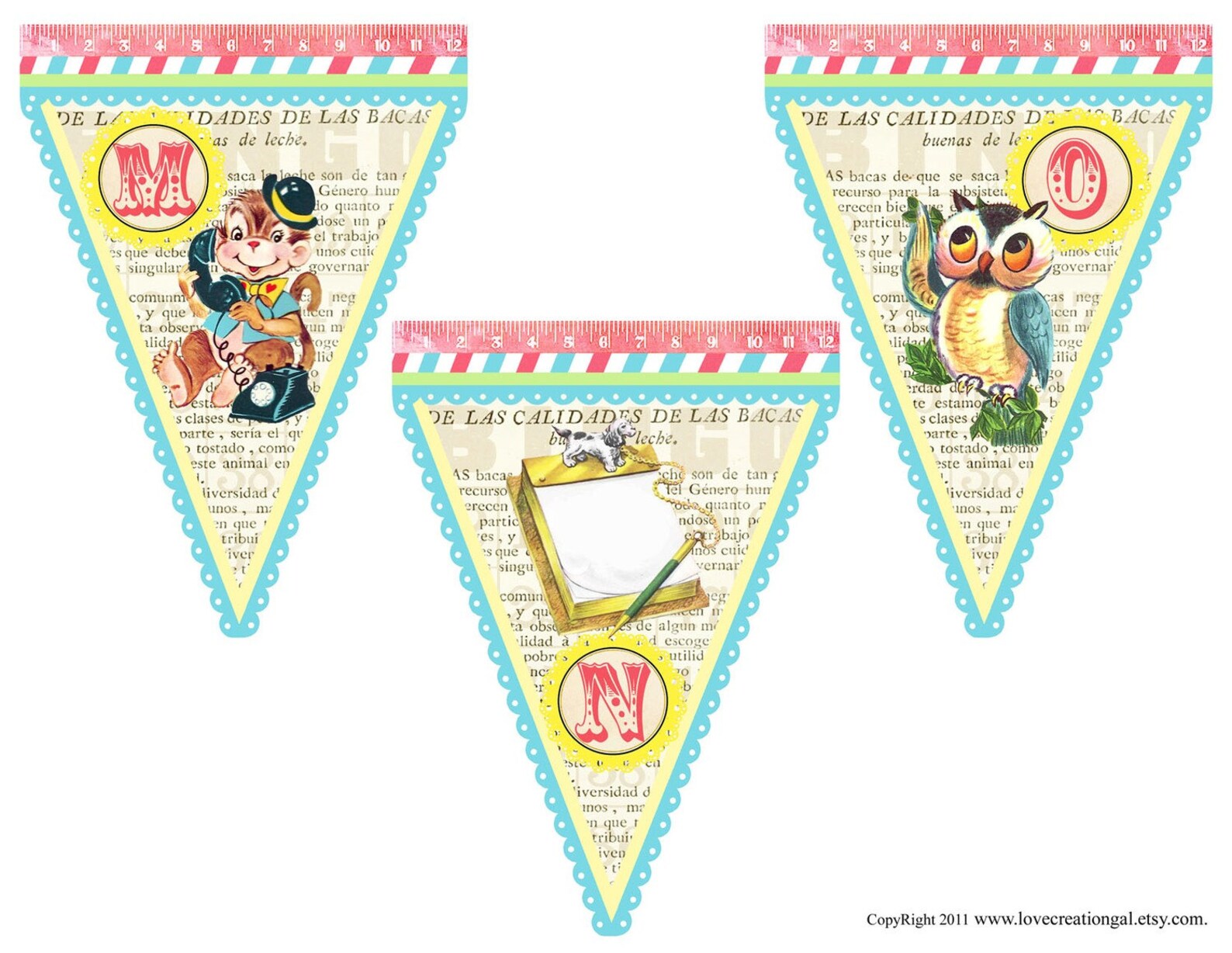 Vintage Retro ABC Alphabet Flags Boy Girl Bird Deer Flower - Etsy