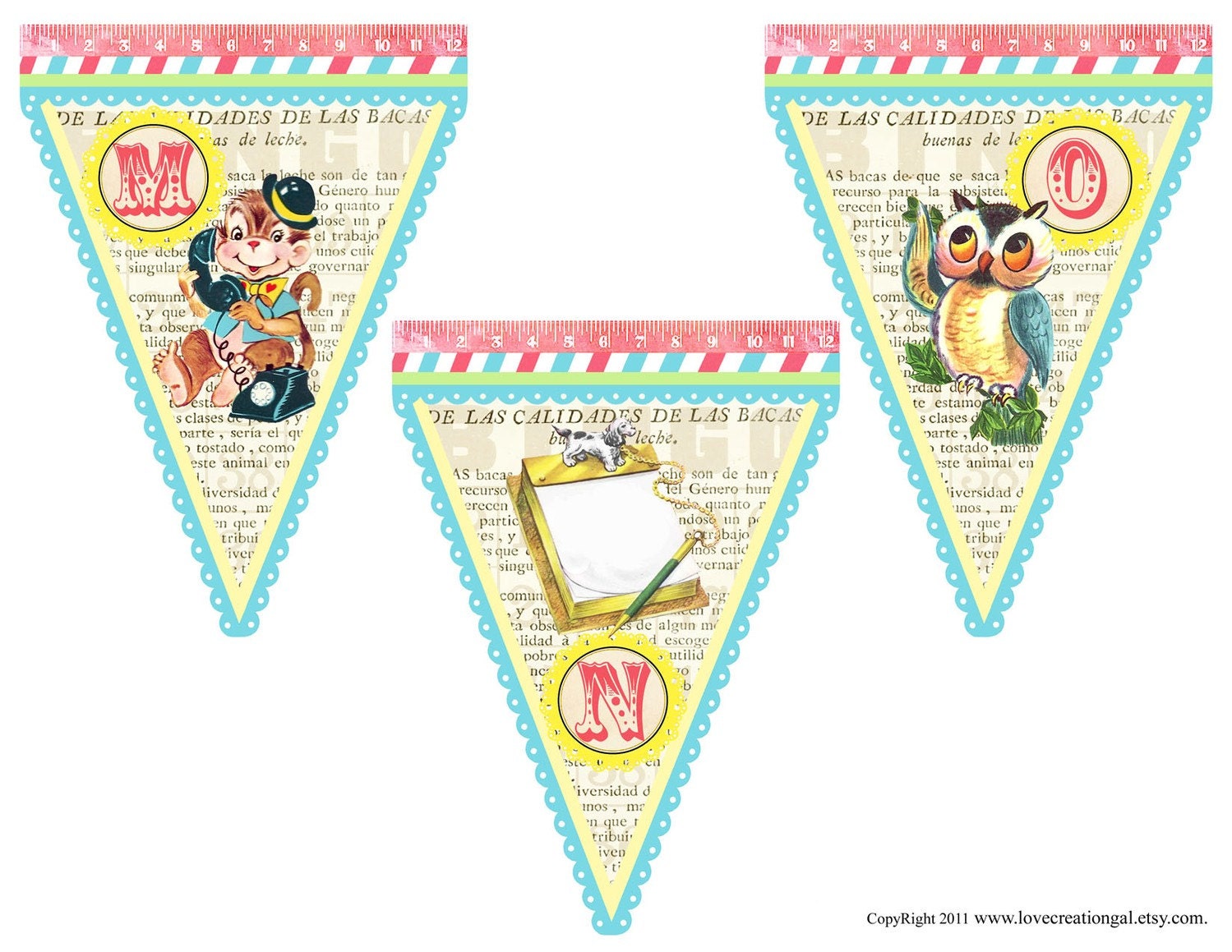 Vintage Retro ABC Alphabet Flags Boy Girl Bird Deer Flower - Etsy