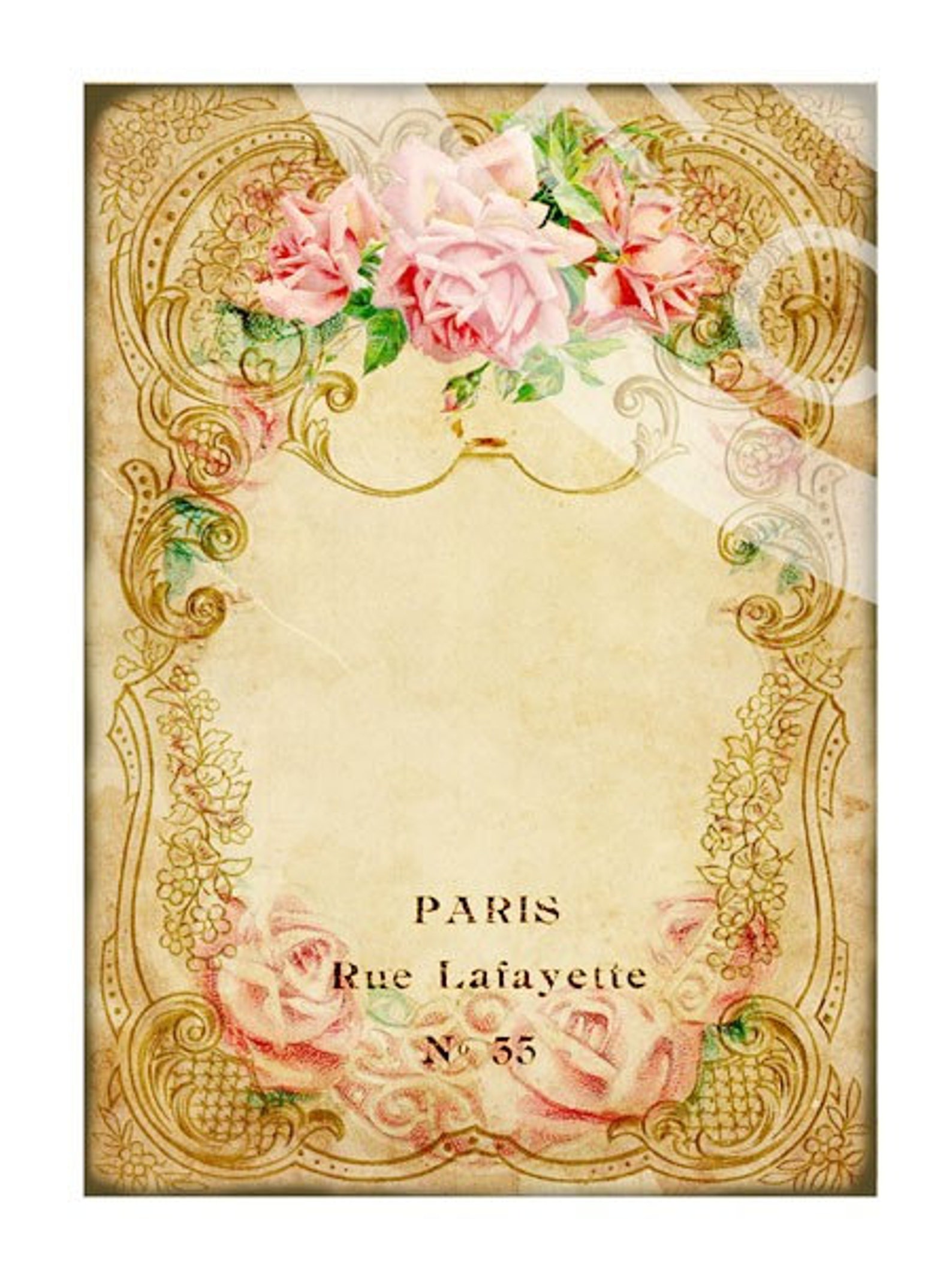 Vintage Victorian Flower Rose Frames Postcard Ledge Border French ...
