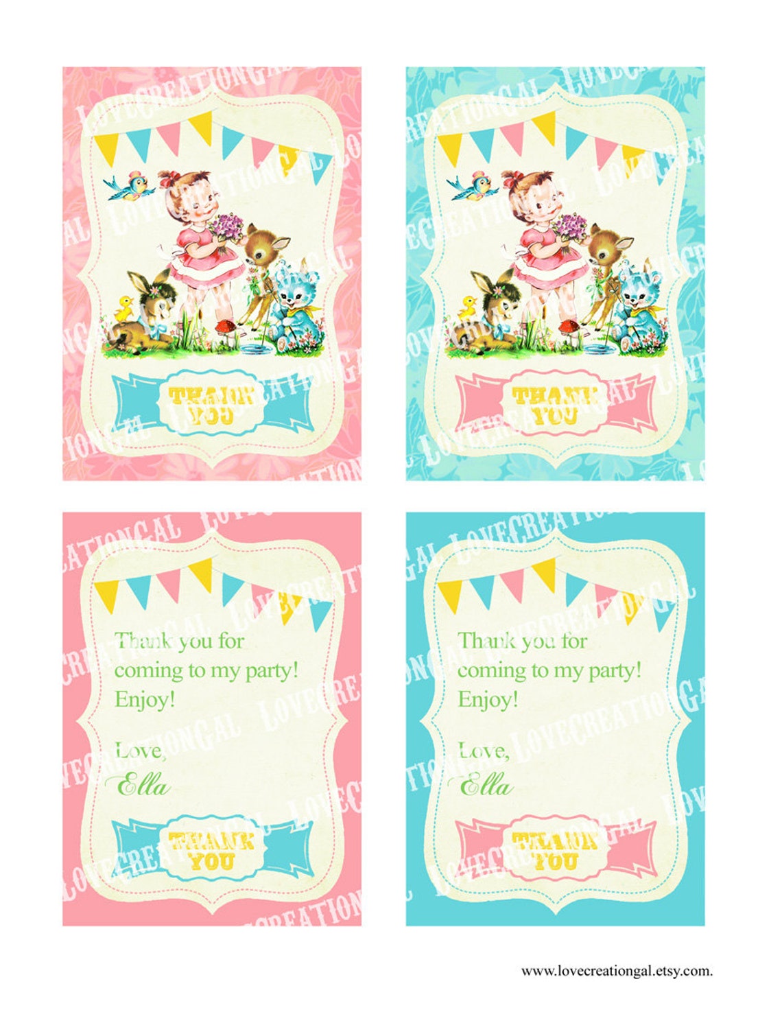 Digital PRINTABLE Vintage Woodland Animals Deer Fawn Teddy - Etsy