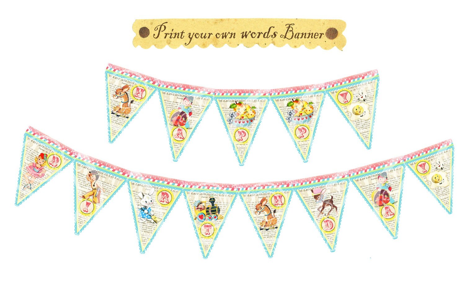 Vintage Retro ABC Alphabet Flags Boy Girl Bird Deer Flower - Etsy