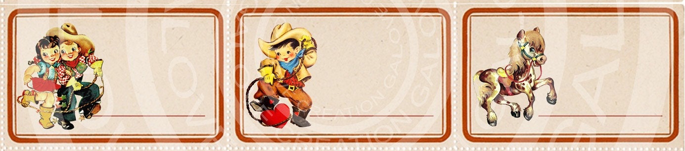 Vintage Cowboy Cowgirl West Wild Birthday Easter Tea Party Children ...