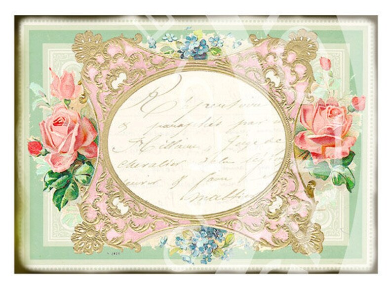 Vintage Victorian Flower Rose Handmade Postcard Ledge Border French ...