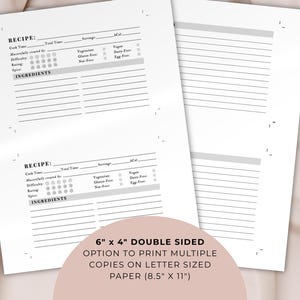 Minimalist Recipe Card Template: 6x4 Fillable PDF (instant Download) - Etsy
