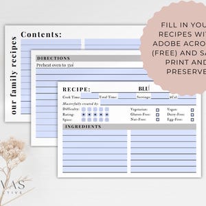 Minimalist Recipe Card Template: 6x4 Fillable PDF (instant Download) - Etsy