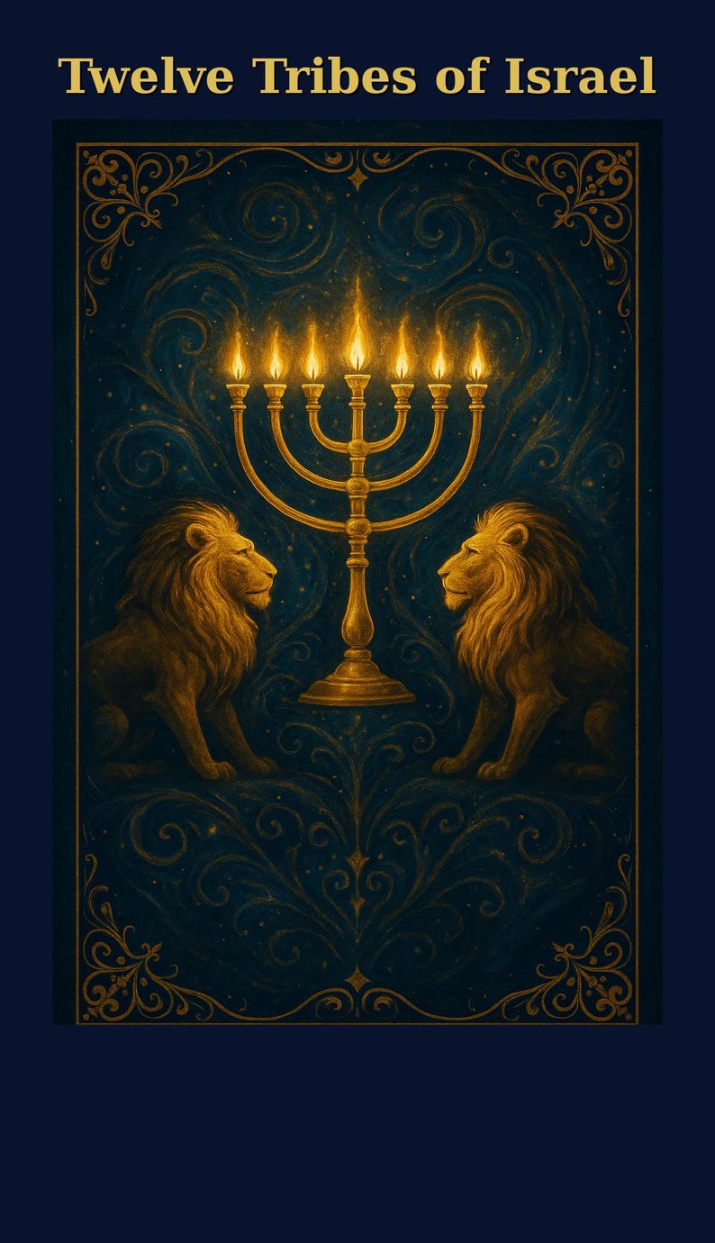 12 Tribes of Israel Poster – Lion & Menorah Judaica Wall Art ...