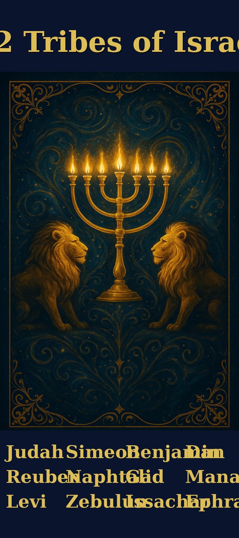 12 Tribes of Israel Poster – Lion & Menorah Judaica Wall Art ...