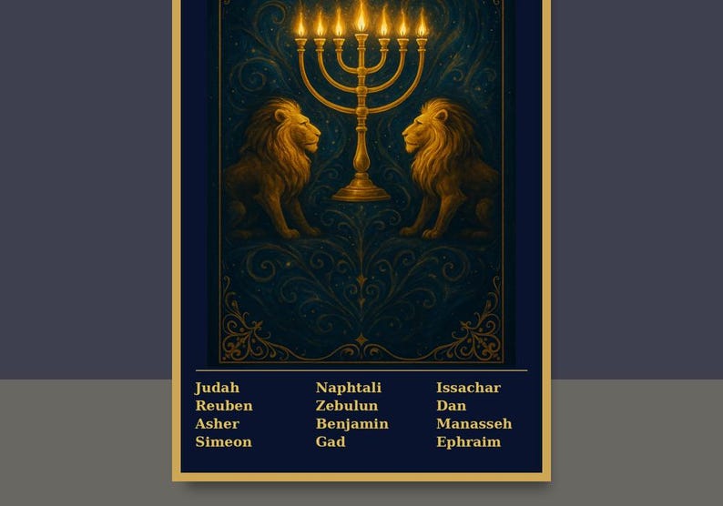 12 Tribes of Israel Poster – Lion & Menorah Judaica Wall Art ...