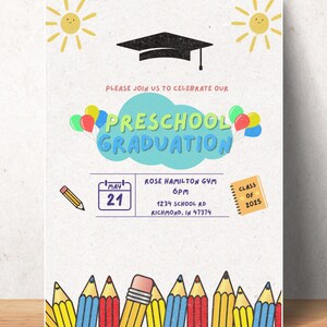 Editable Preschool Graduation Invitation, Prek Announcement Invite ...