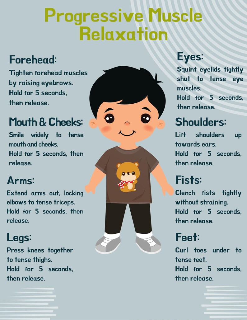 Progressive Muscle Relaxation Coping for Kids – Printable Therapy Tool ...