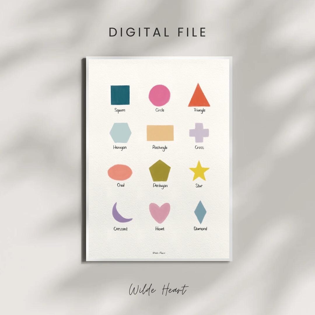 Children’s Educational Poster - Bright Shapes - Digital Art Print ...