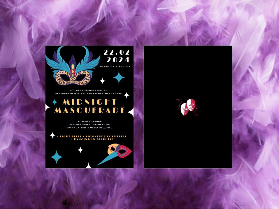 Masquerade Party Invitation | Elegant Masked Ball Printable | Mystery ...