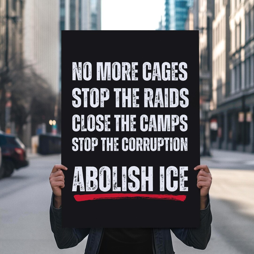 Anti Trump Protest Sign: Stop the Raids, Abolish ICE, No Kings ...