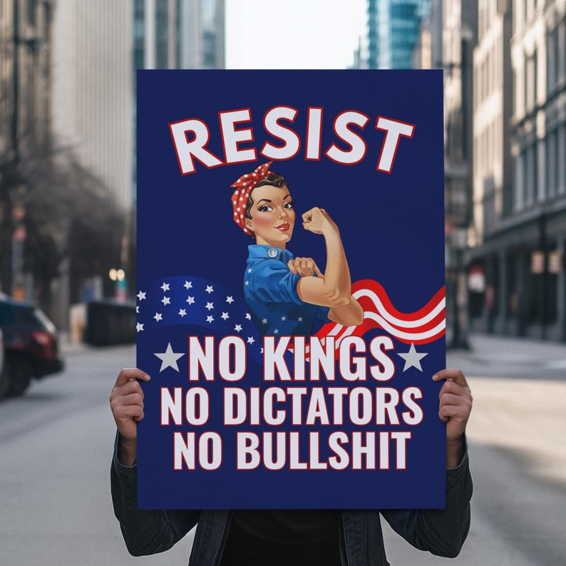 Resist No Kings Protest Sign: Anti Trump Rally Poster (digital Download ...