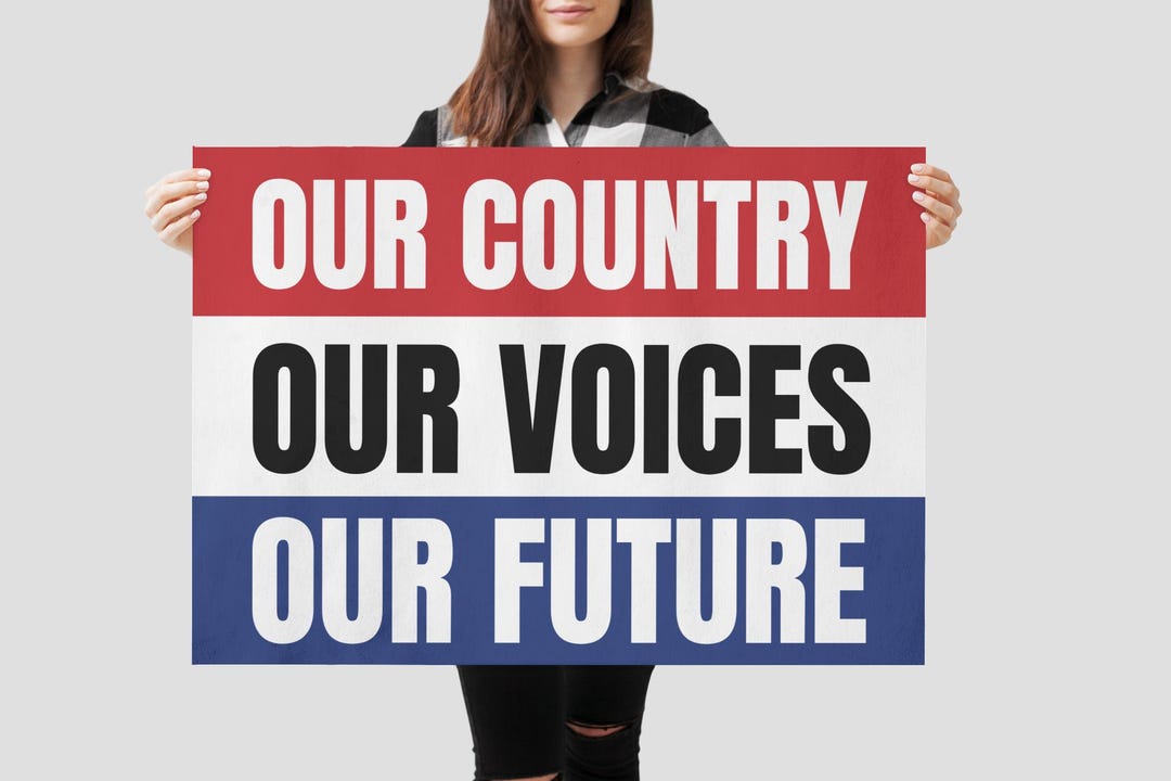 Our Country Patriotic Protest Sign, Anti Trump Yard Sign for March ...