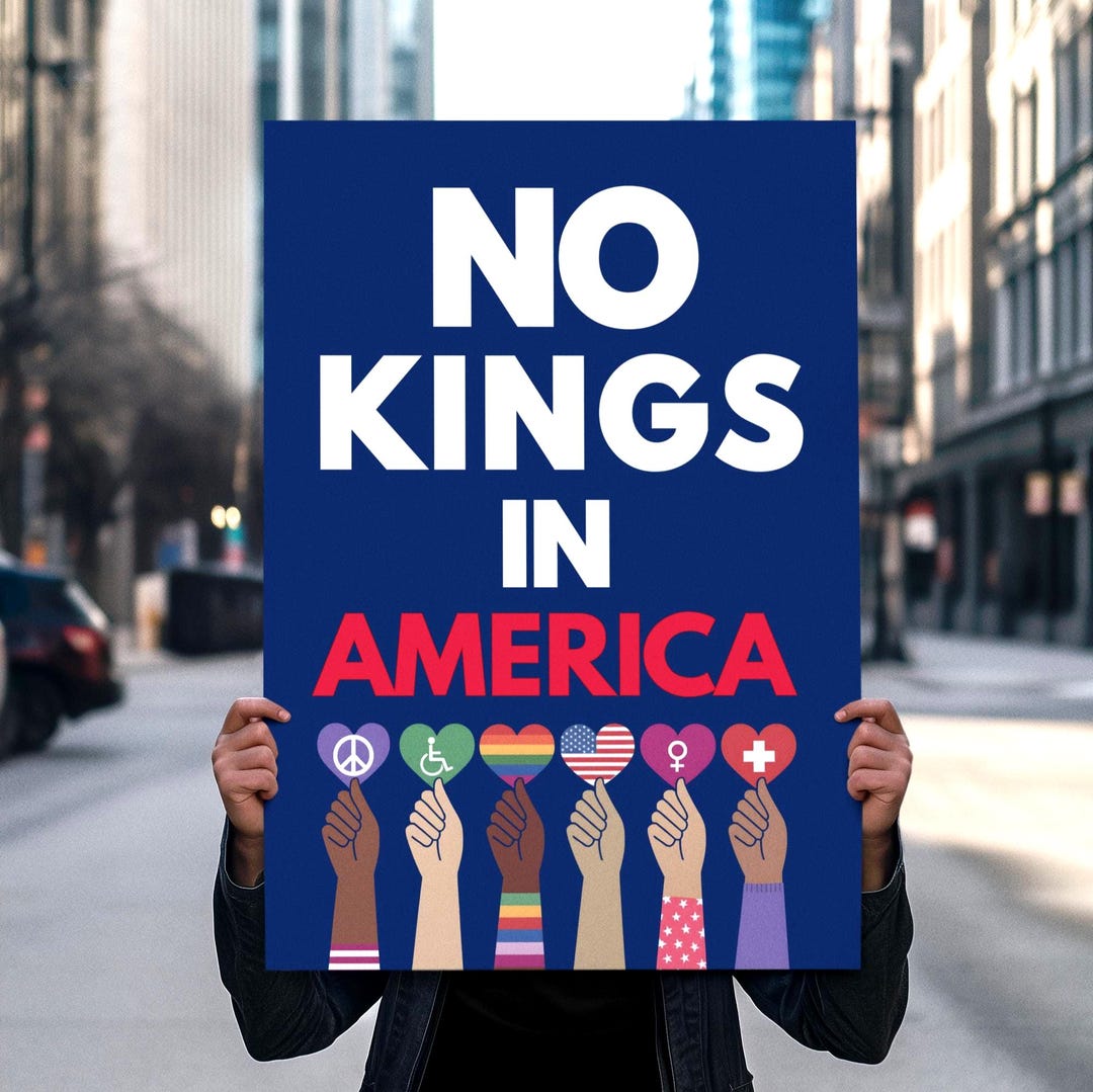 No Kings in America Protest Sign Printable, Anti Trump Protest Poster ...