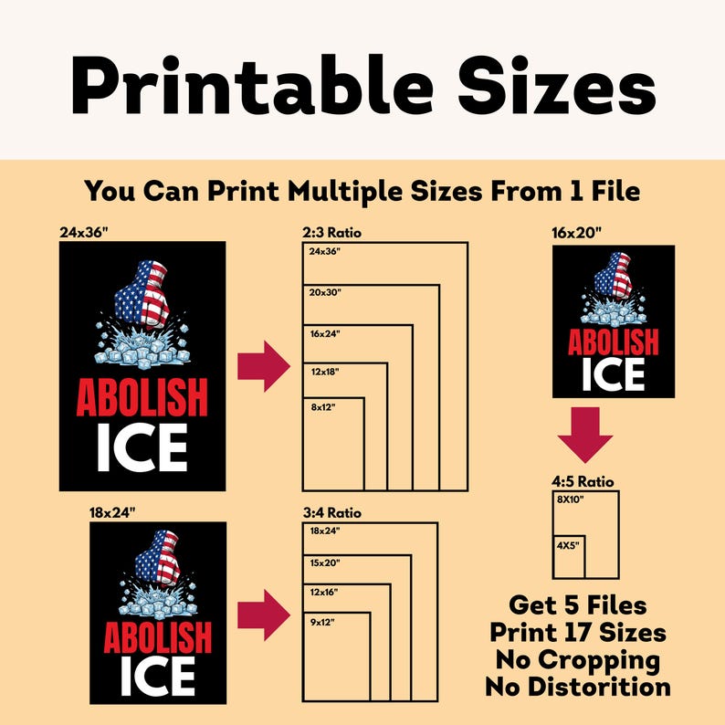 Anti ICE Protest Sign - Abolish ICE: Printable Rally Poster Digital ...
