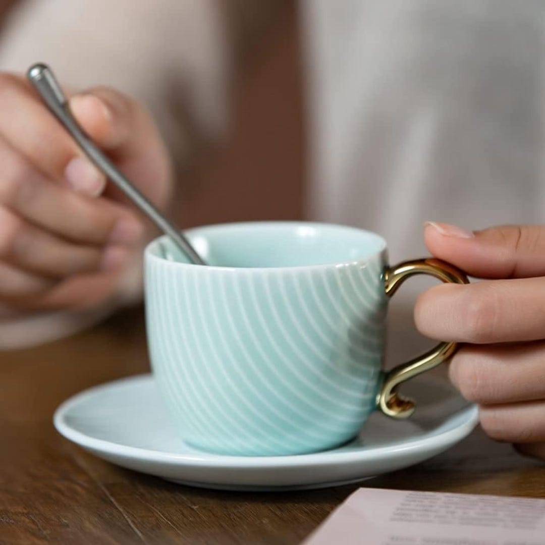 Turkish Blue Ceramic Espresso Cup and Saucer | Mini Latte, Nespresso - Etsy