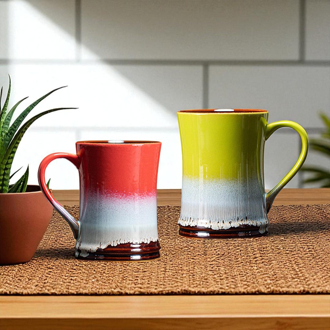 Colorful Gradient Ceramic Beer Mugs I Modern Rustic Coffee Cups ...
