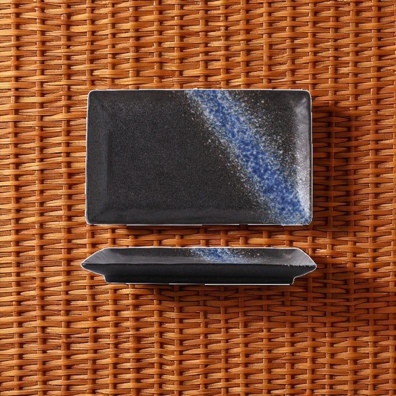 Kiln Glazed Ceramic Sushi Plate | Rustic Japandi Serving Platter - Etsy