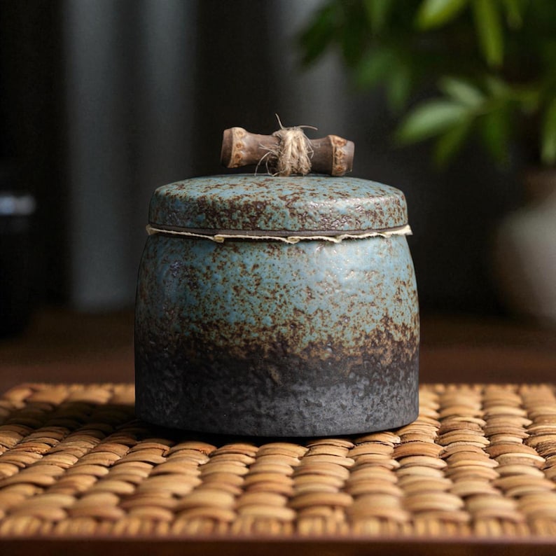 Mini Glazed Ceramic Tea Jar | Stoneware Spice Canister - Etsy