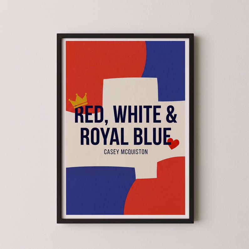 Red White and Royal Blue Book Cover Art Print Digital Download - Etsy