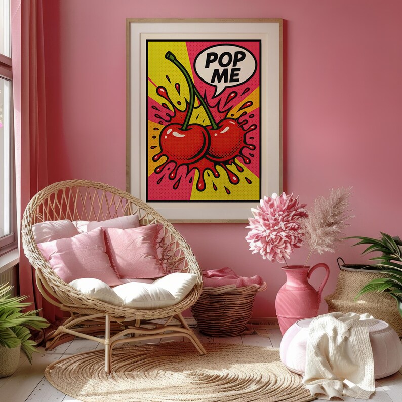 Pop Art Cherry Poster: Retro Comic Book Style Print (digital Download ...