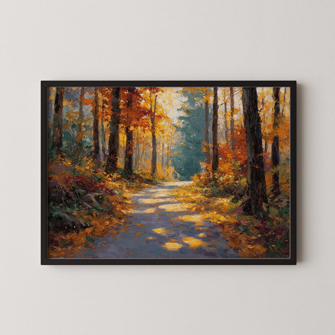 Autumn Forest Path Art Print: Impressionist Fall Landscape (digital ...