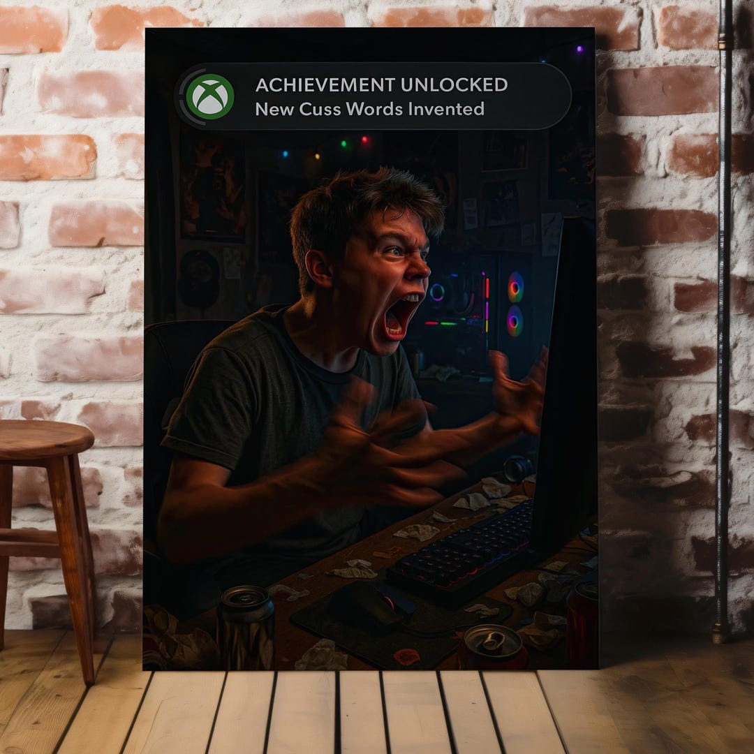 Epic Gamer Rage Poster – “achievement Unlocked: New Cuss Words Invented ...