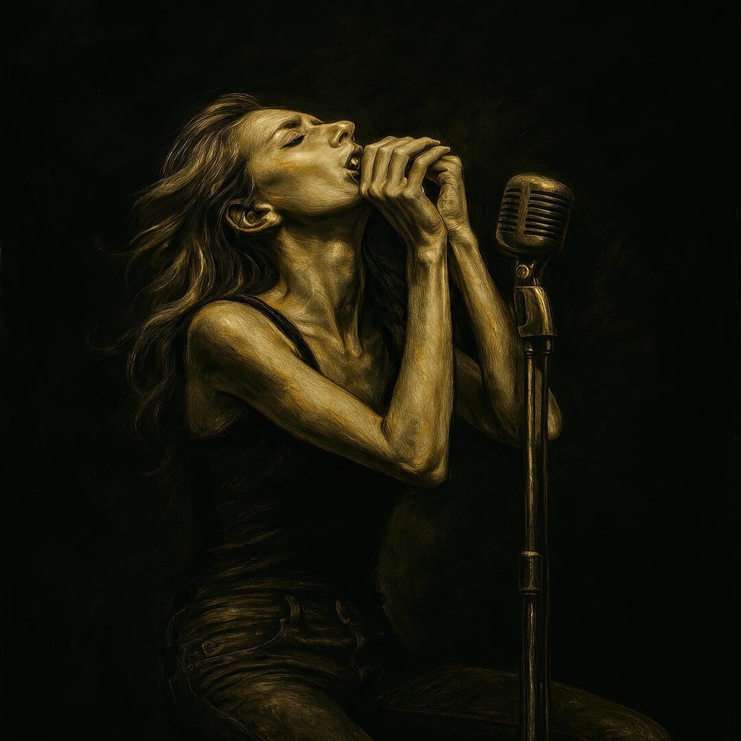 Female Harmonica Wall Art – Emotional Blues Portrait Print, Black ...