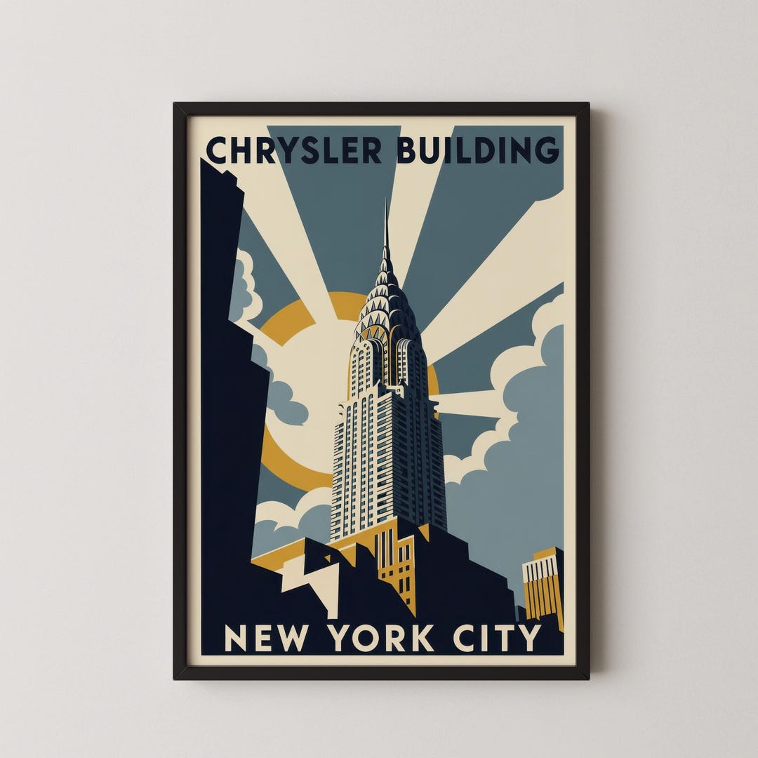 Art Deco Chrysler Building Print, New York City Travel Poster for ...