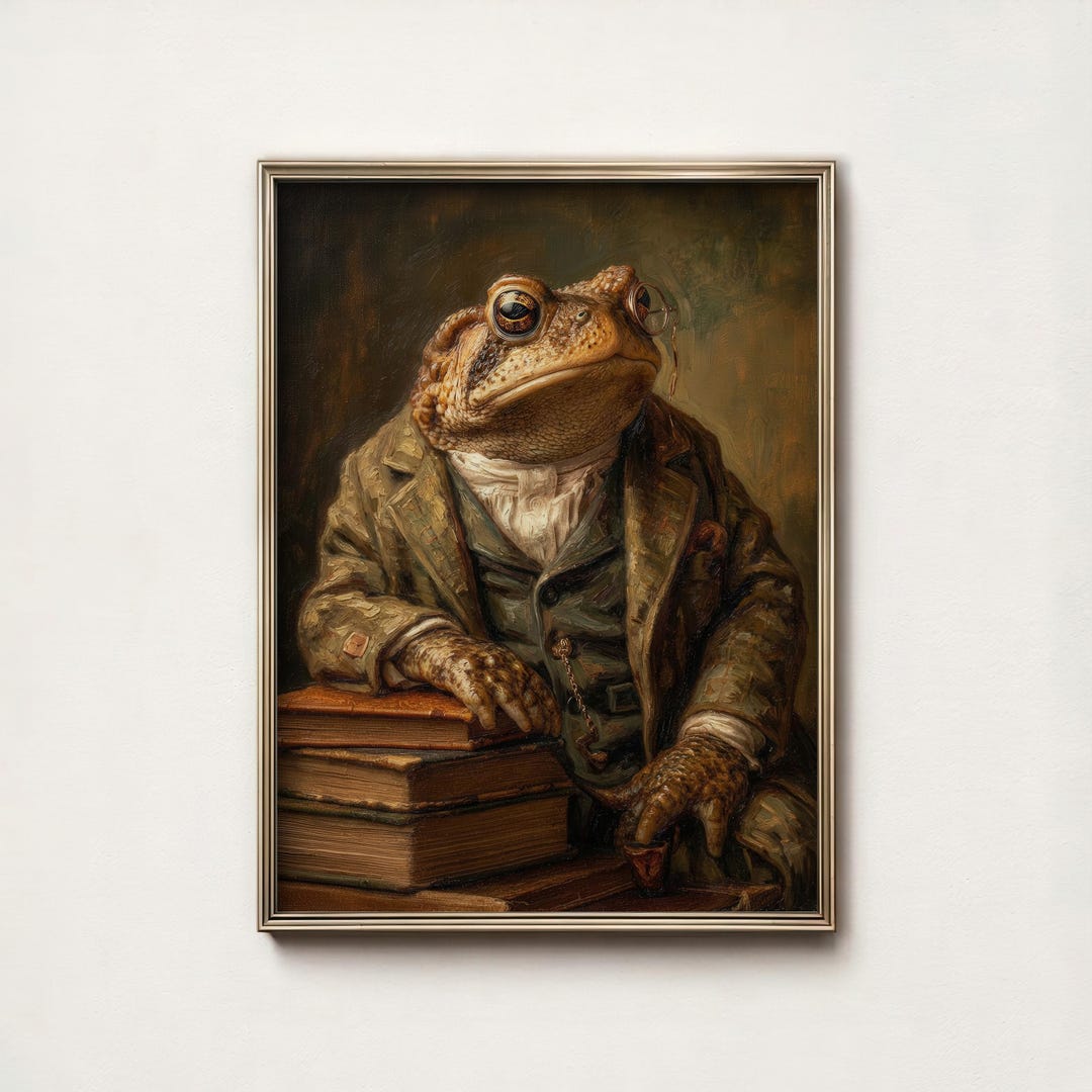 Victorian Gothic Animal Oil Painting Monocle Frog Portrait Dark ...