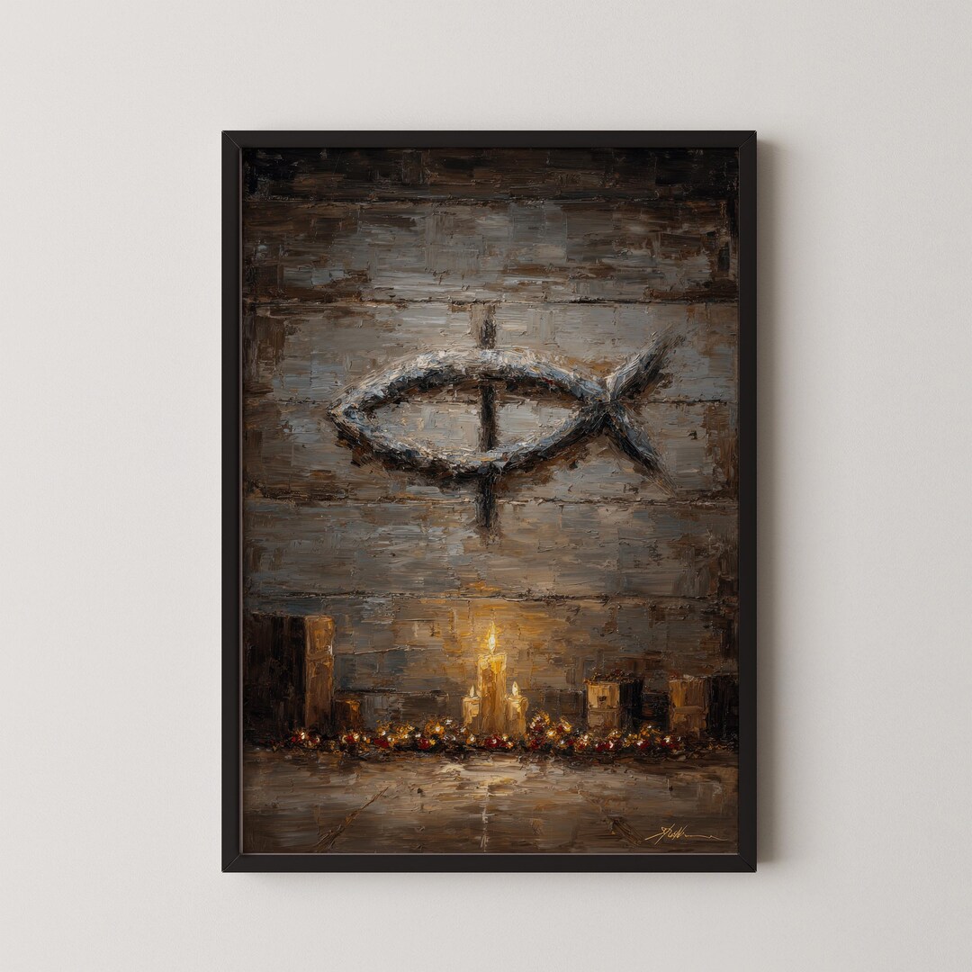 Rustic Christian Ichthys Fish Digital Print | Textured Faith Wall Art ...