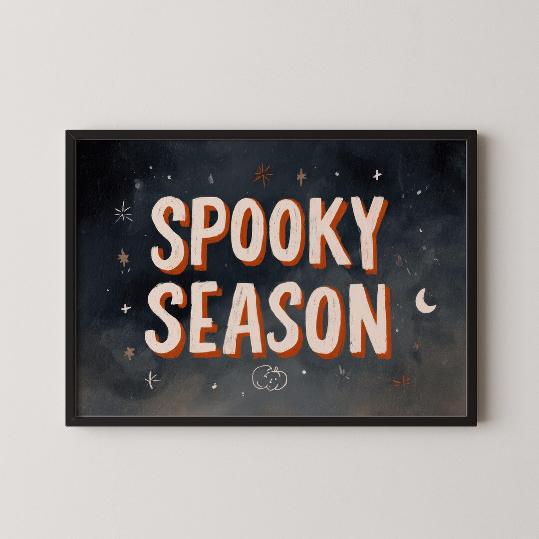 Chalkboard Spooky Season Halloween Digital Art Print - Etsy
