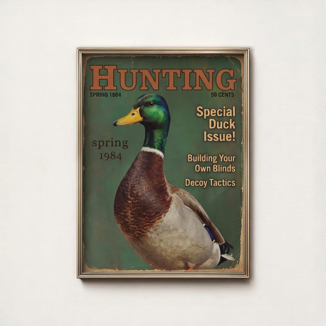 Vintage Mallard Duck Hunting Magazine Art Print Rustic Cabin Wall Decor ...