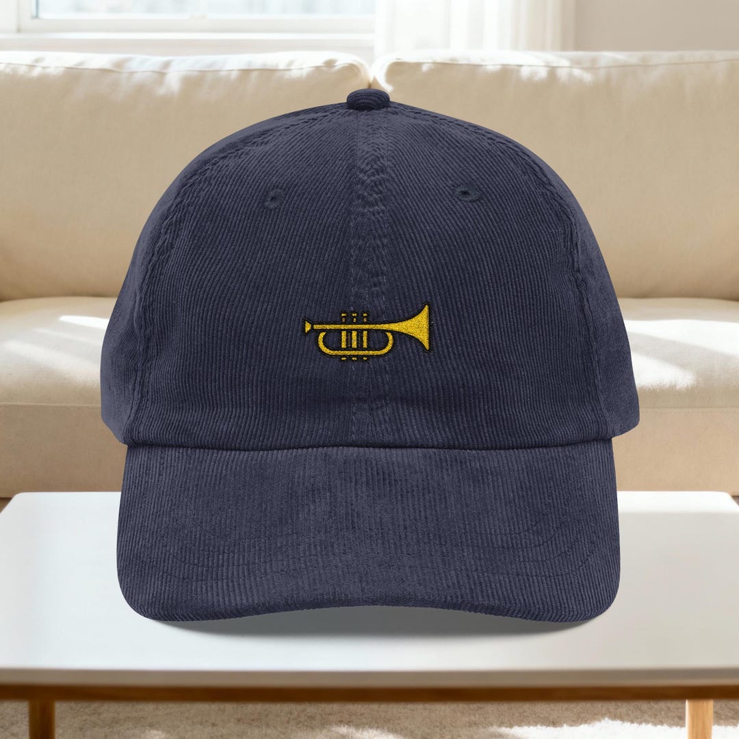Trumpet Embroidery Vintage Corduroy Cap - Etsy