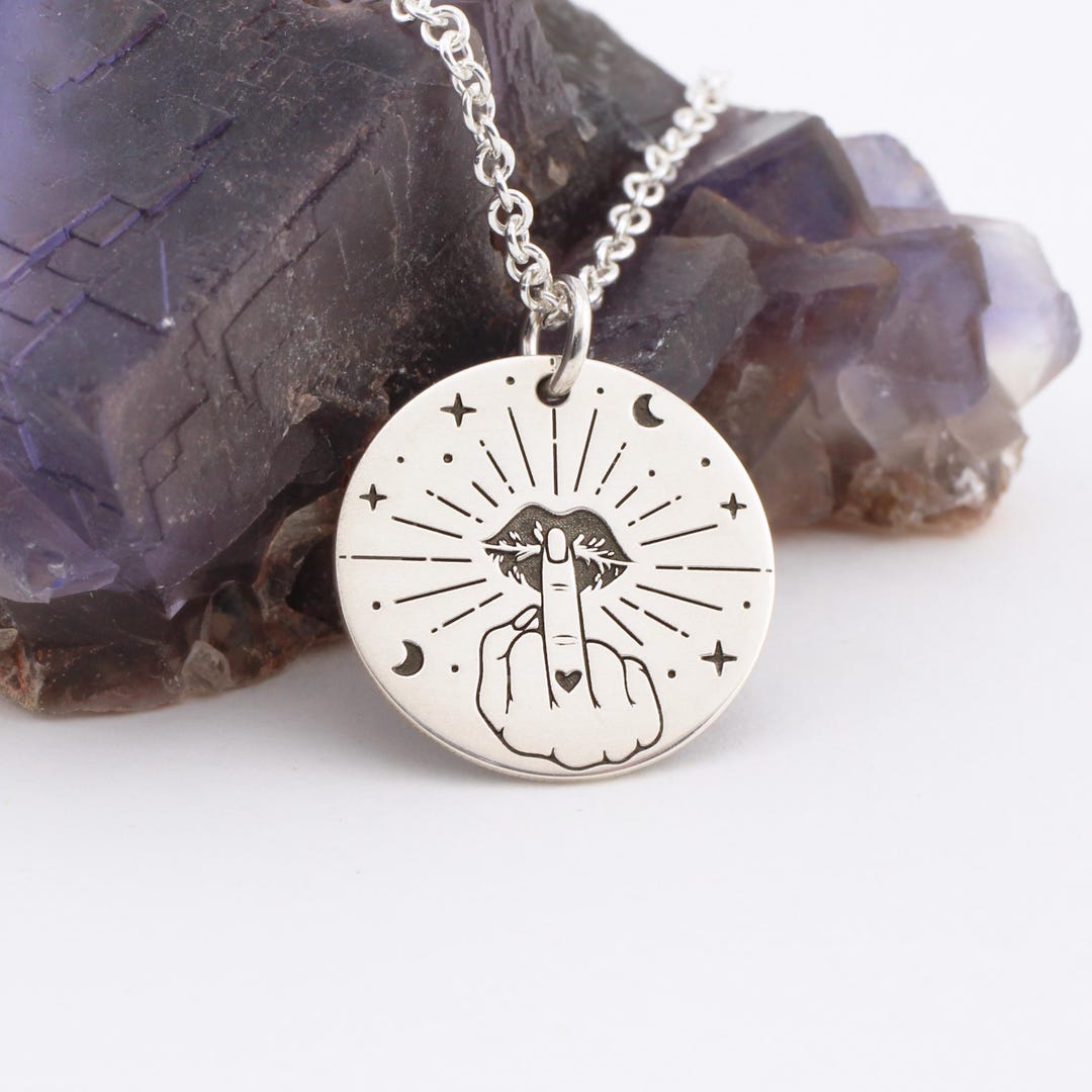 Middle Finger Energy - Sterling Silver Statement Necklace - Feminist ...