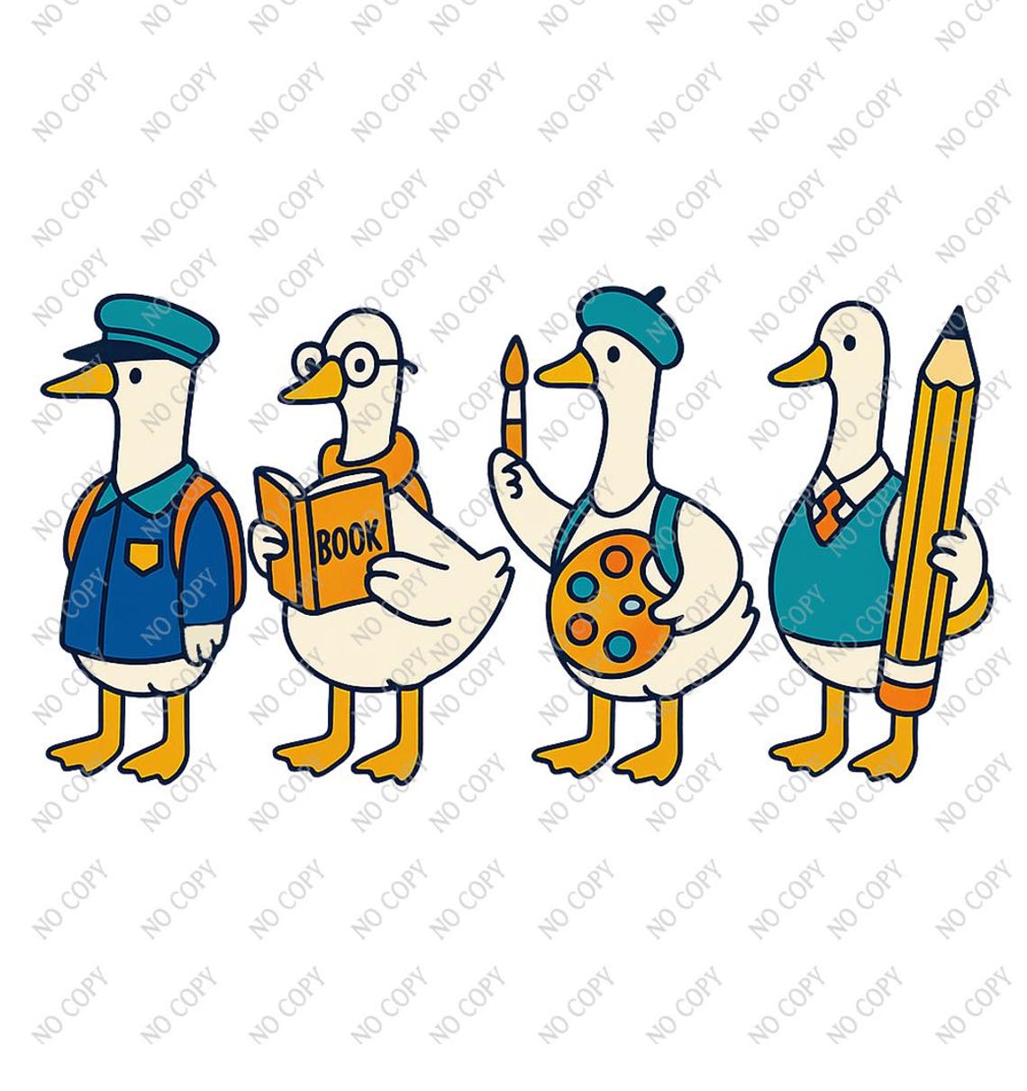 Cute Duck PNG Bundle, Digital Download Clipart, Teacher Student Artist ...