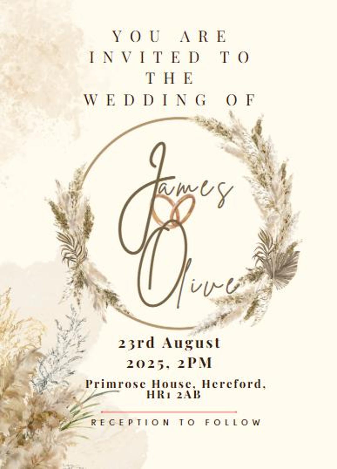 Neutral Bohemian Wedding Invitation Template - Etsy