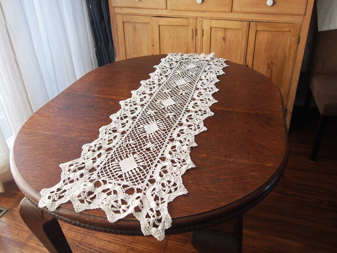 Handmade Bedfordshire Lace Table Runner Antique 48 Inch Long Bobbin ...