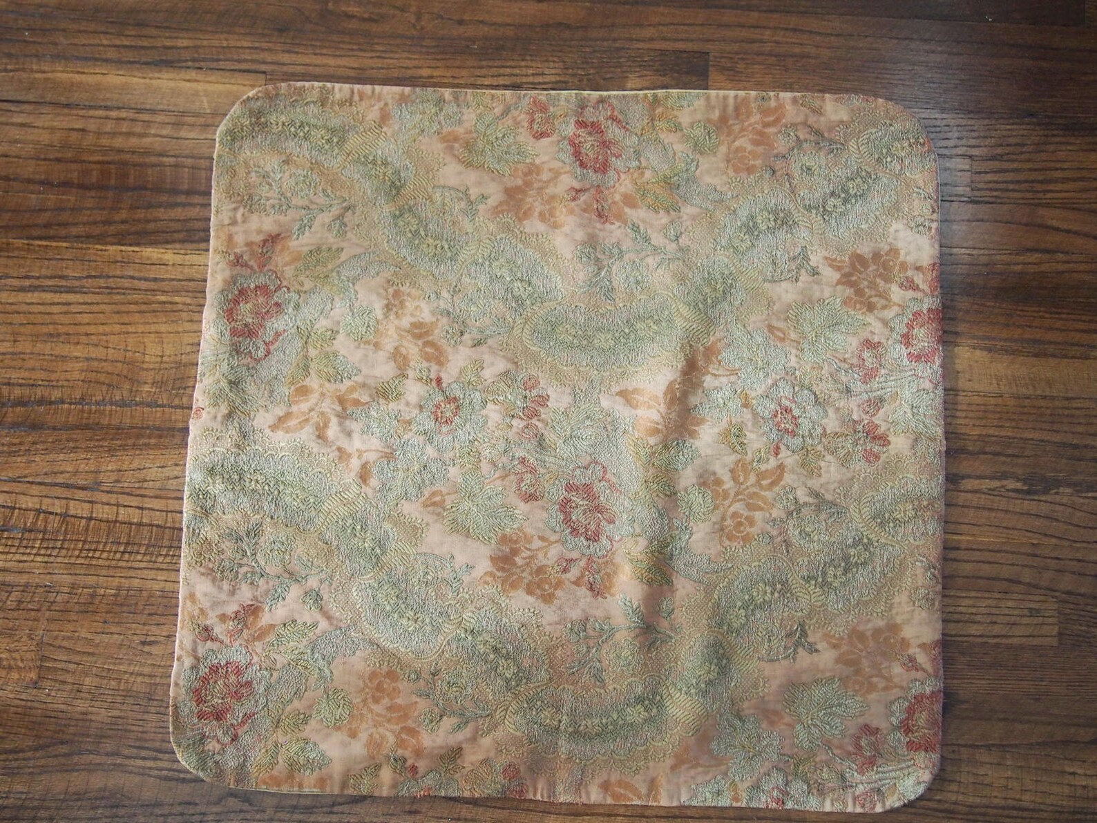 Antique Brocade Tapestry Table Mat Centerpiece Brocade 1800s Spice Moss ...