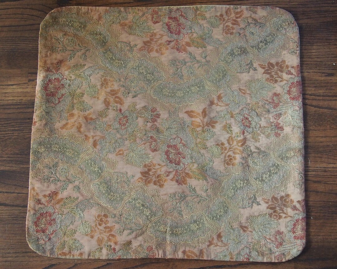 Antique Brocade Tapestry Table Mat Centerpiece Brocade 1800s Spice Moss ...