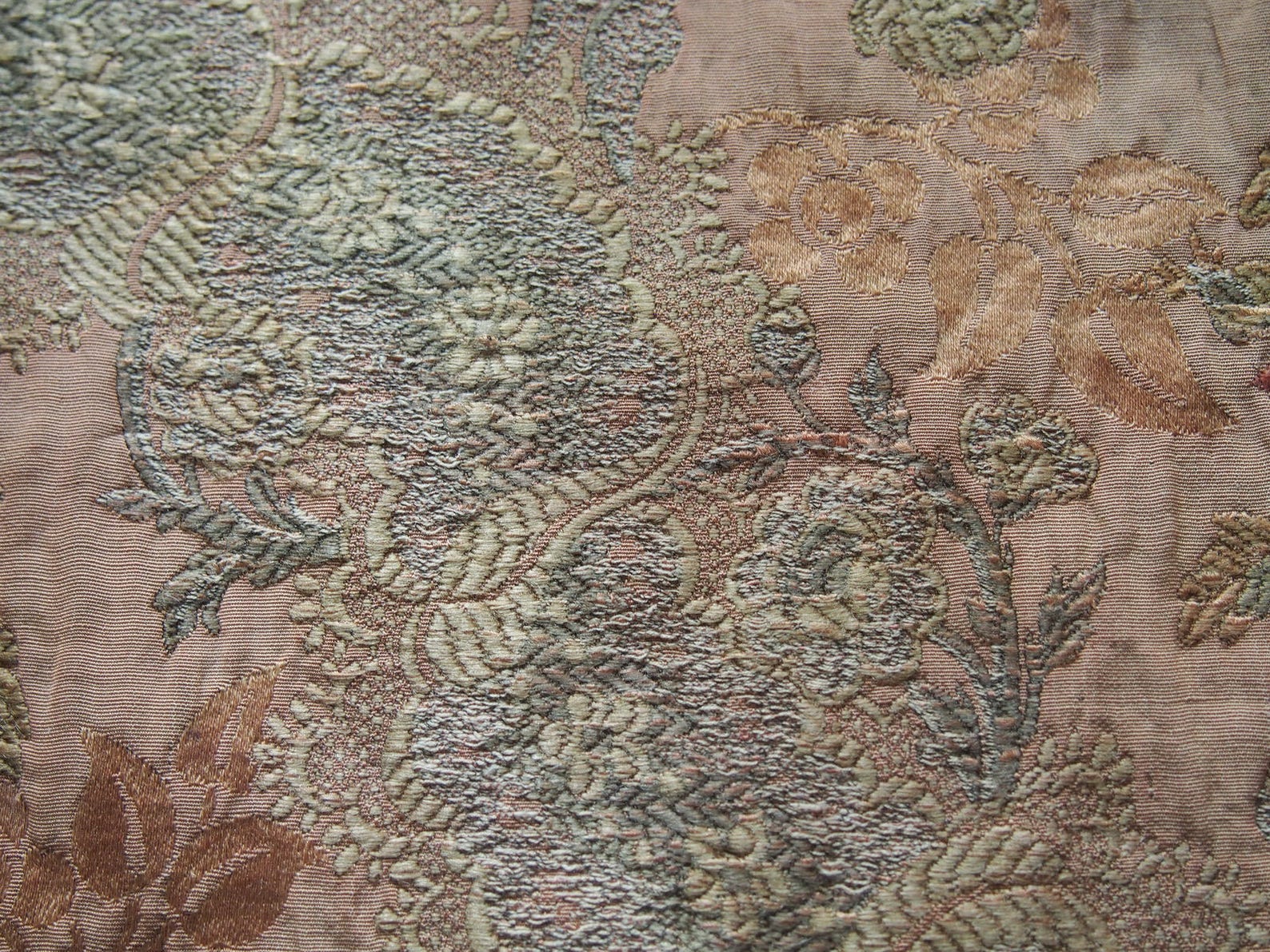 Antique Brocade Tapestry Table Mat Centerpiece Brocade 1800s Spice Moss ...