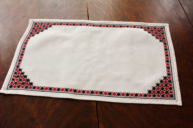 Ethnic Doily Table Mat Hungarian Cross Stitch Embroidery Red | Etsy