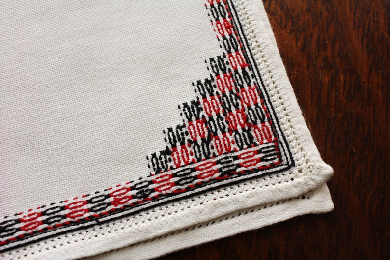 Ethnic Doily Table Mat Hungarian Cross Stitch Embroidery Red | Etsy
