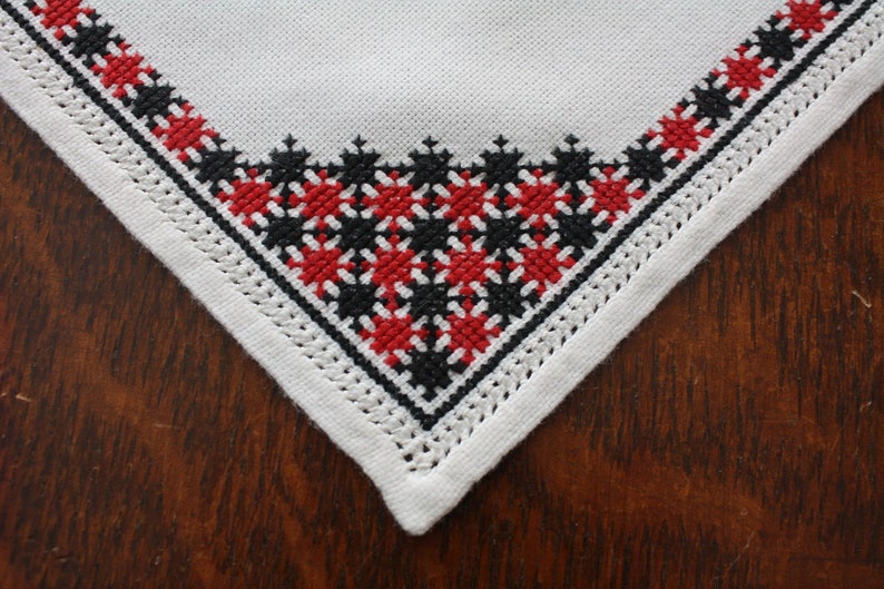 Ethnic Doily Table Mat Hungarian Cross Stitch Embroidery Red | Etsy