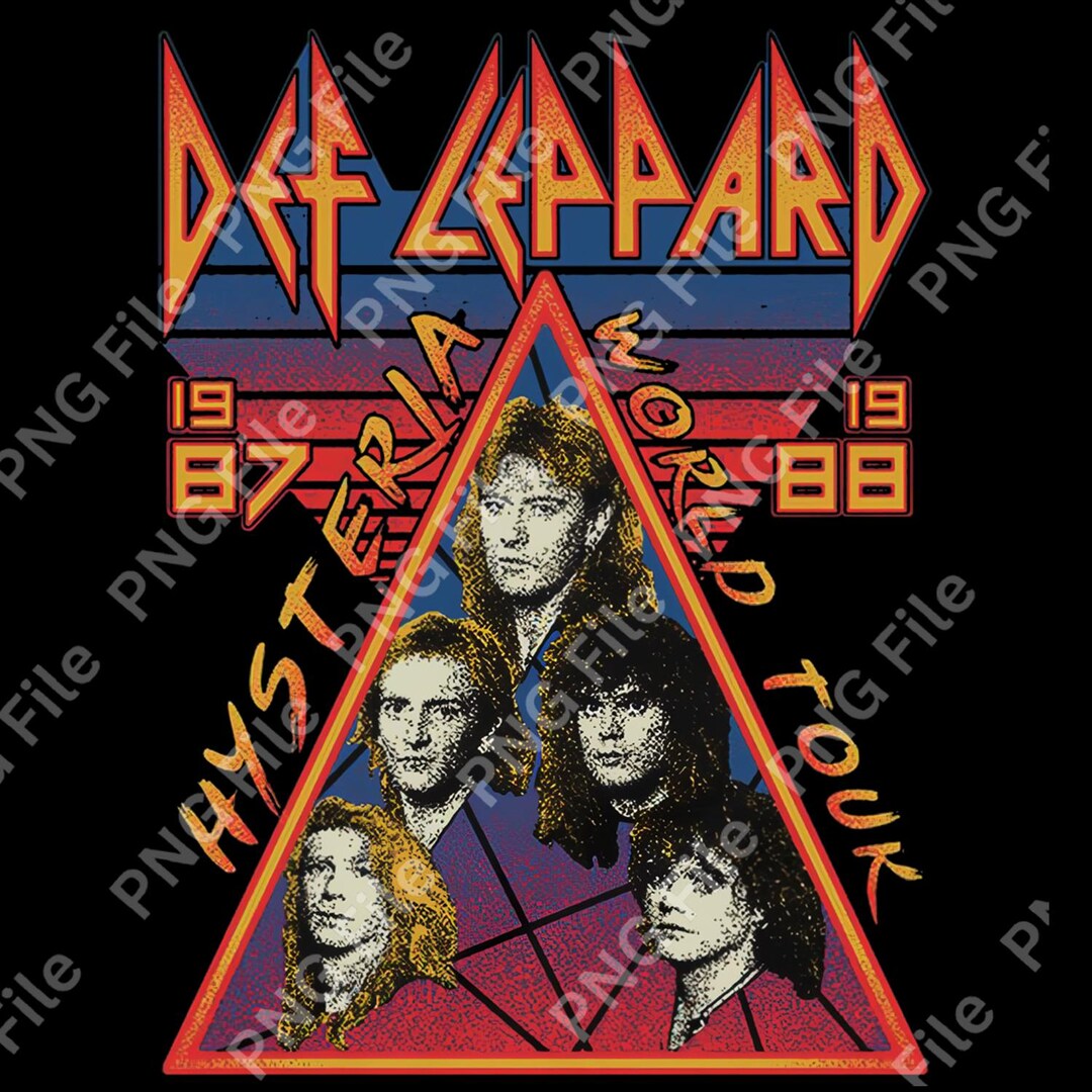 Def Leppard Hysteria World Tour 1987 1988 PNG, Vintage Rock Band Shirt ...