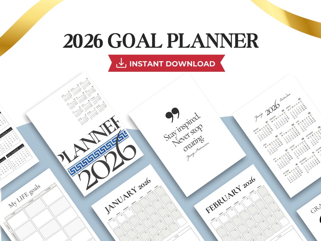 2026 Goal Planner Printable for New Year Resolutions and Yearly ...