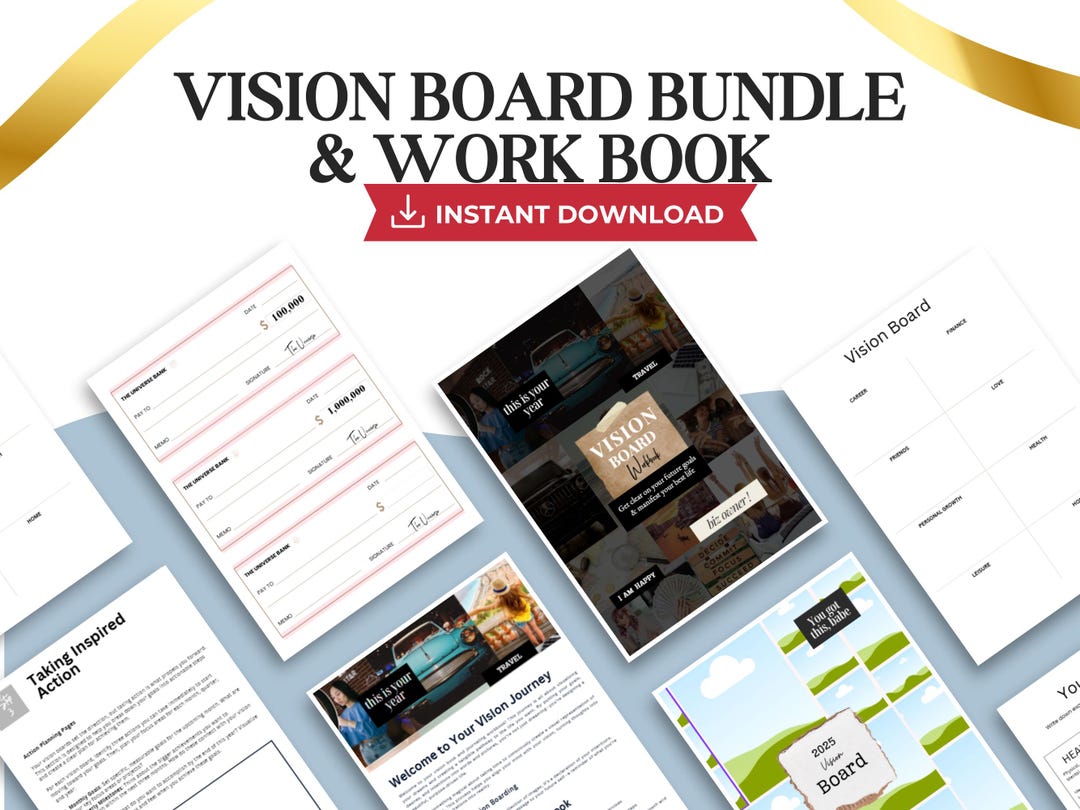 2026 Vision Board Bundle Canva Template | Vision Journal ...